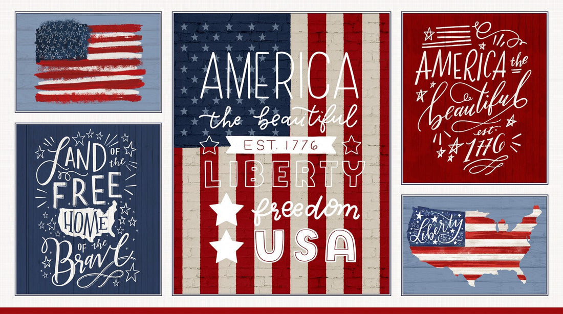 America the Beautiful - Patriotic USA Text Flag 24" Fabric Panel, P ...