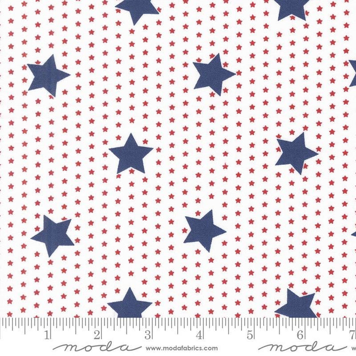 Star Spangled - Blue Stars Red Dots on White Fabric, Moda 24171 11 Pat ...